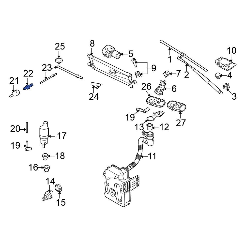 Volkswagen OE 1J0955875P - Front Windshield Washer Hose Connector