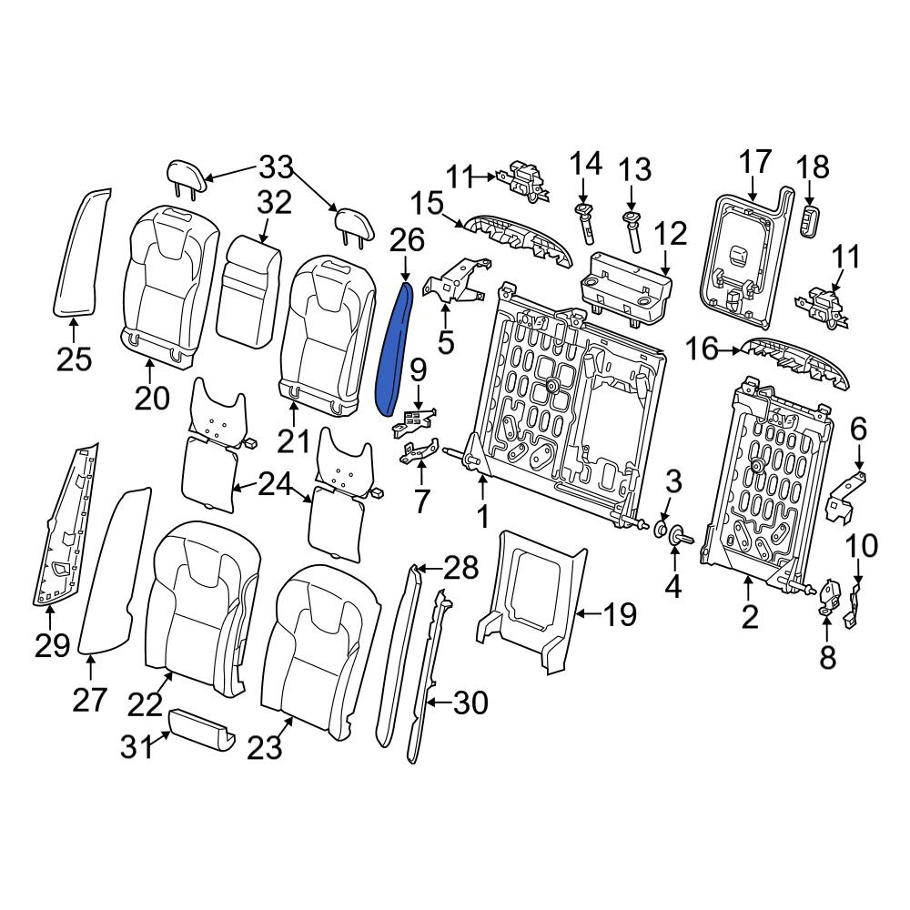Volvo OE 32208502 - Rear Left Seat Back Bolster Cushion Cover