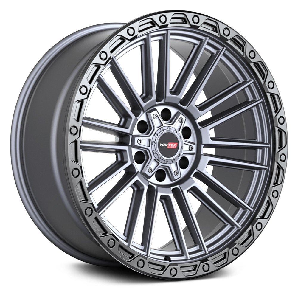 VORTEK® VRT-604 ZEUS Wheels - Matte Titanium with Black Bead Ring Rims ...