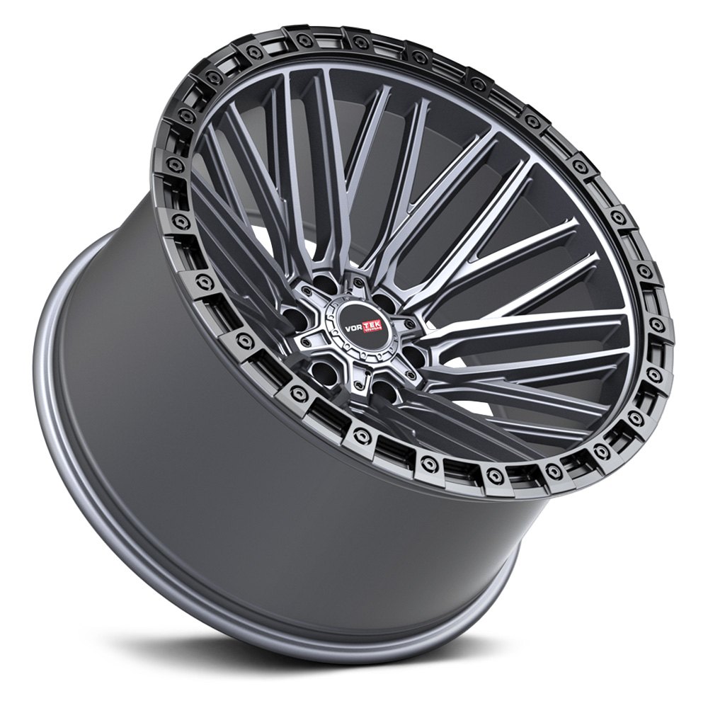 VORTEK® VRT-608 APOLLO Wheels - Matte Titanium with Black Bead Ring Rims - 60817957-12MTBR-139.7
