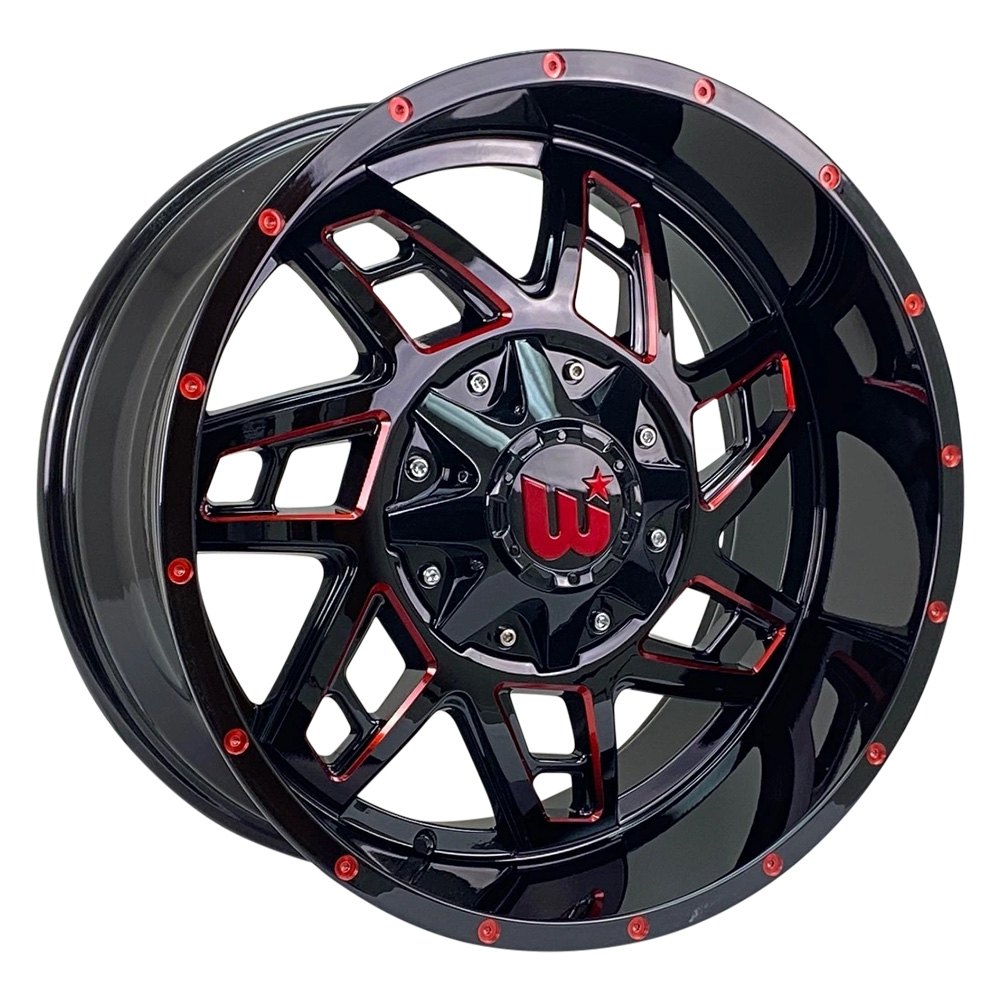 WESTERN WHEELS® COLT Wheels - Gloss Black with Red Milled Spokes and ...