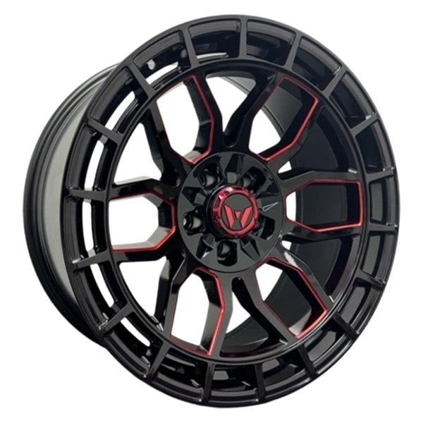 WESTERN WHEELS® TR70 Wheels - Gloss Black with Red Milled Accents Rims