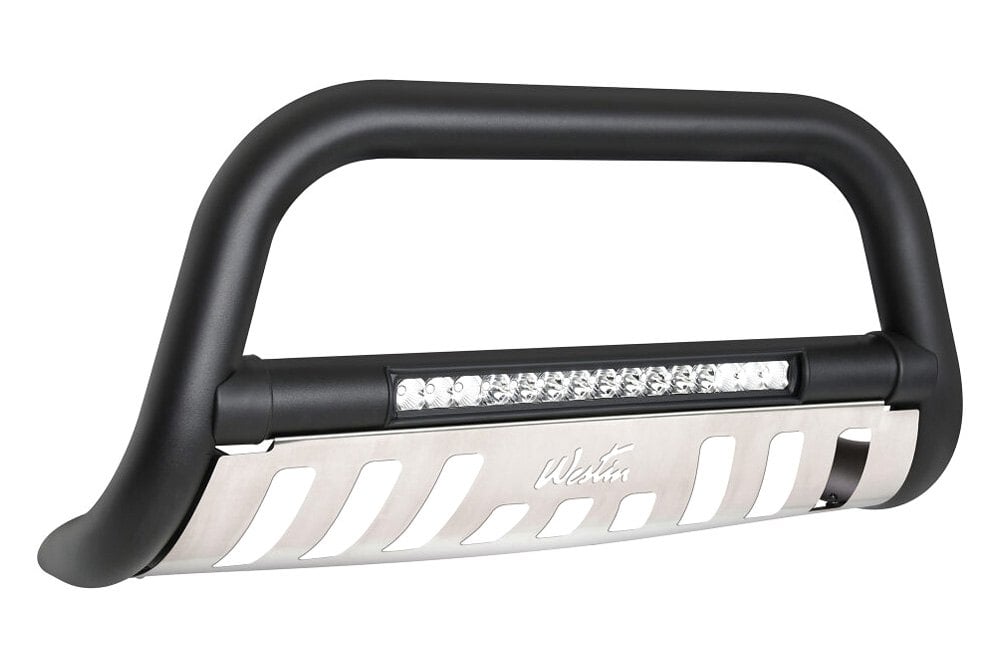 Westin® 32-4075L - 3" Ultimate Black LED Bull Bar with Brushed Skid Plate